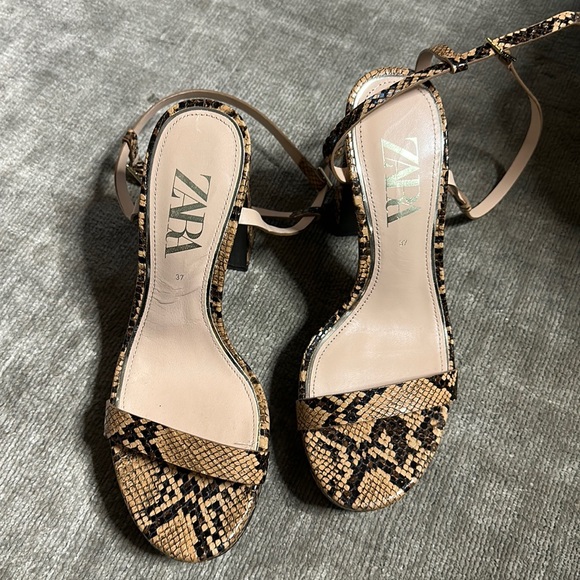 Zara | Shoes | Zara Snake Print Heels | Poshmark